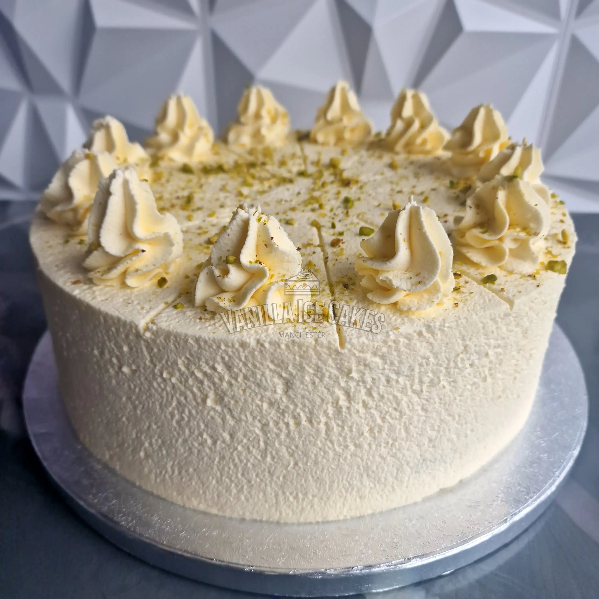 Vanilla Ice Cakes - Pistachio Fresh Cream Celebration Cake